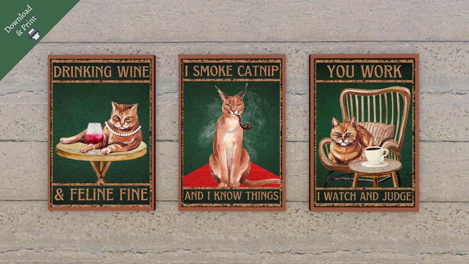 Vintage Cat Poster, Cat Wall Art, Funny Cat Poster - Etsy