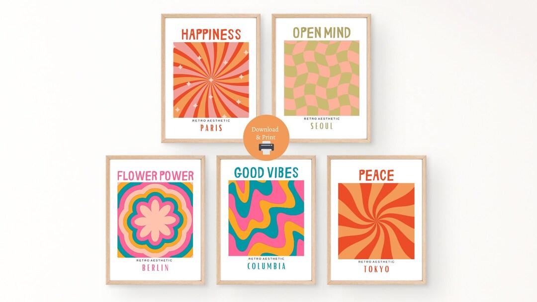 Groovy Pattern Wall Art Set, Printable - Etsy