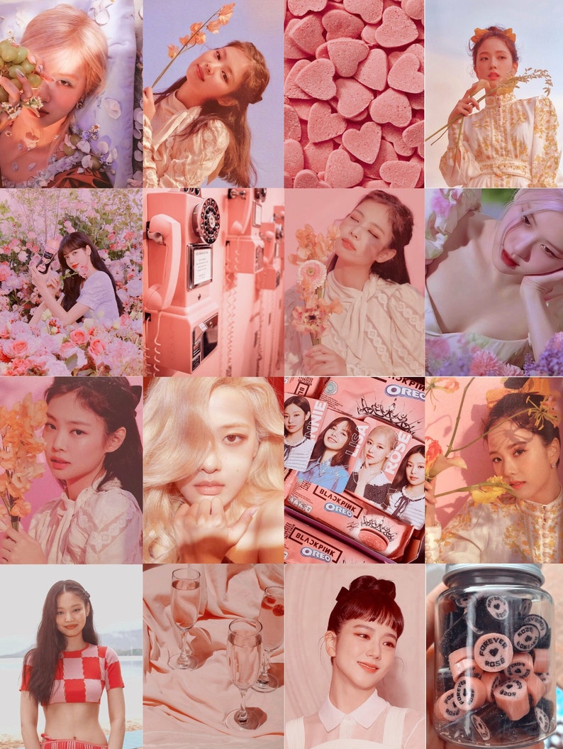 60 Pcs Pink Aesthetic Blackpink Poster Collage Kit Blackpink Etsy