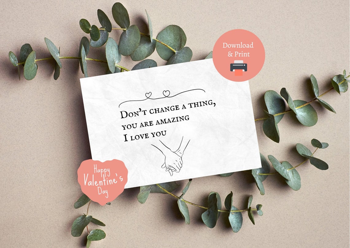 Valentine Love Card, Printable, Valentines Day Card - Etsy