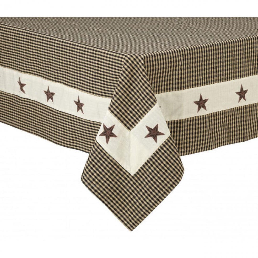 36x36" Black Checks With Star Trim Tablecloth - Etsy