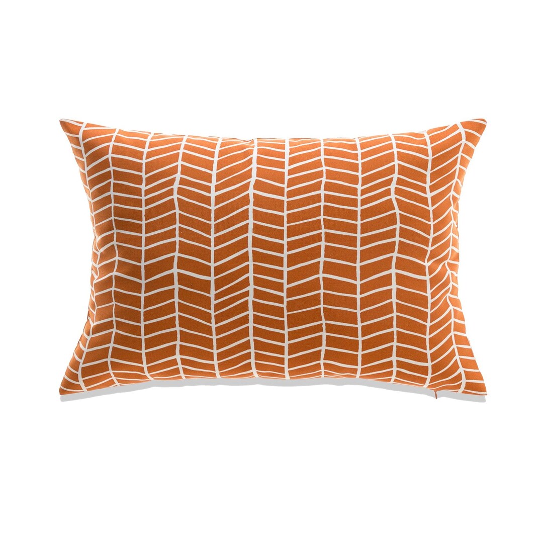 Orange and White Herringbone Pattern With Poly Insert Pillow - Etsy