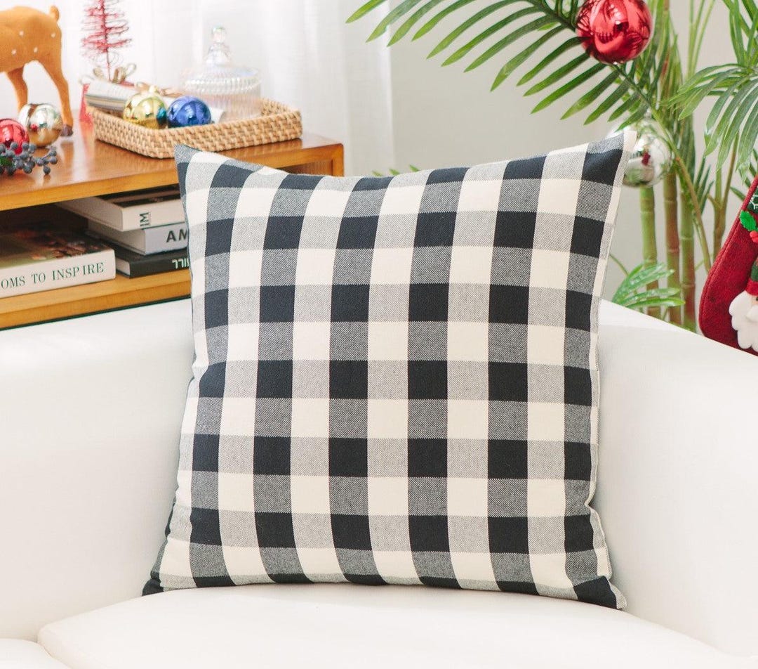 Black and White Buffalo Checks With Feather Down Insert Pillow - Etsy