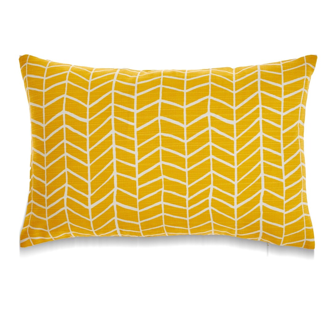Bright Yellow and White Herringbone Pattern With Poly Insert Pillow - Etsy