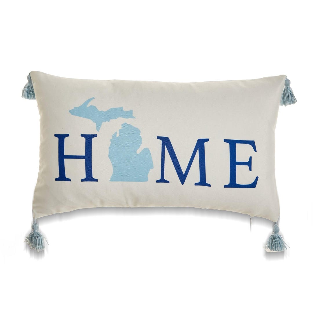 Home With Map Shaped O, Tassels and Poly Insert Pillow - Etsy