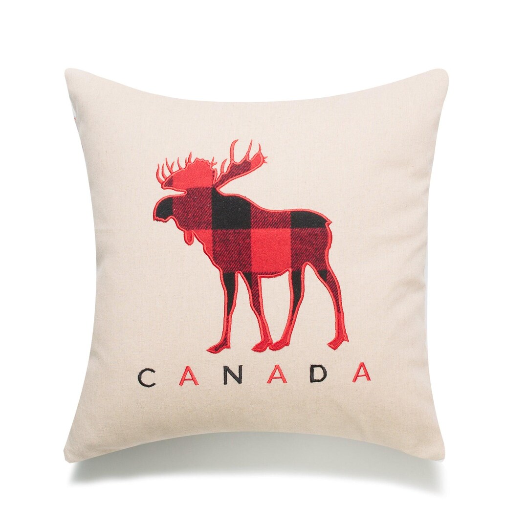 Buffalo Check Moose With Canada and Feather Down Insert Pillow - Etsy