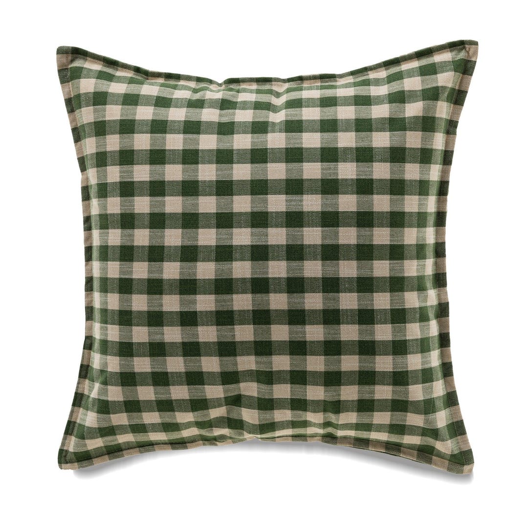 Square Green and Beige Buffalo Check With Feather Down Insert Pillow - Etsy