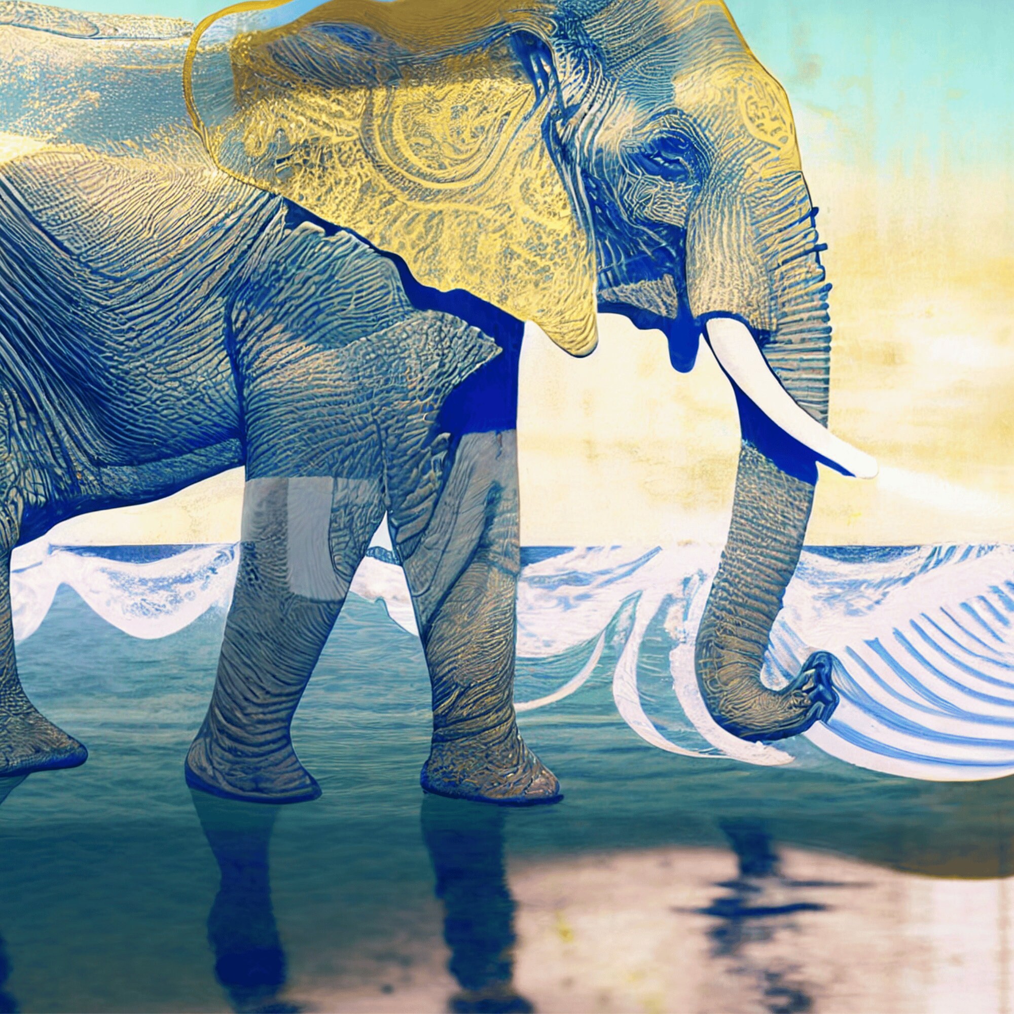 Elephant on the Beach Digital Download | Ocean Artwork Home Decor ...