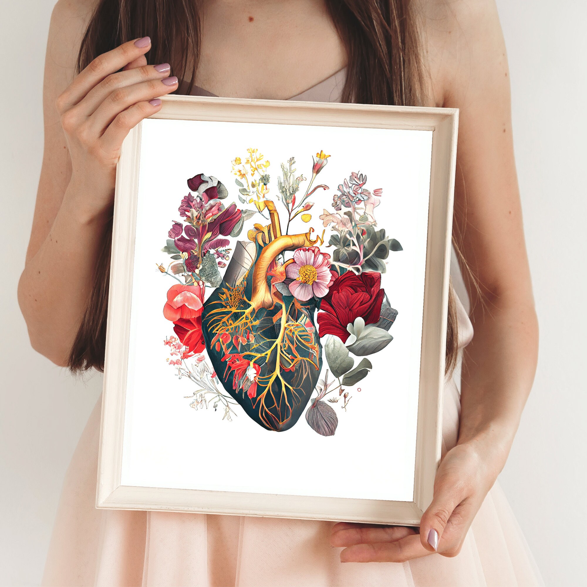 Digital Download Anatomical Human Heart Botanical Art Print Unique ...