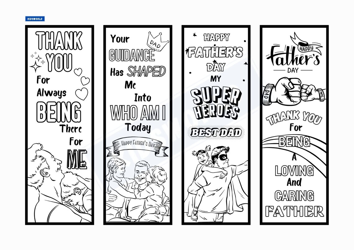 Father's Day Coloring Bookmarks Happy Father's Day - Etsy