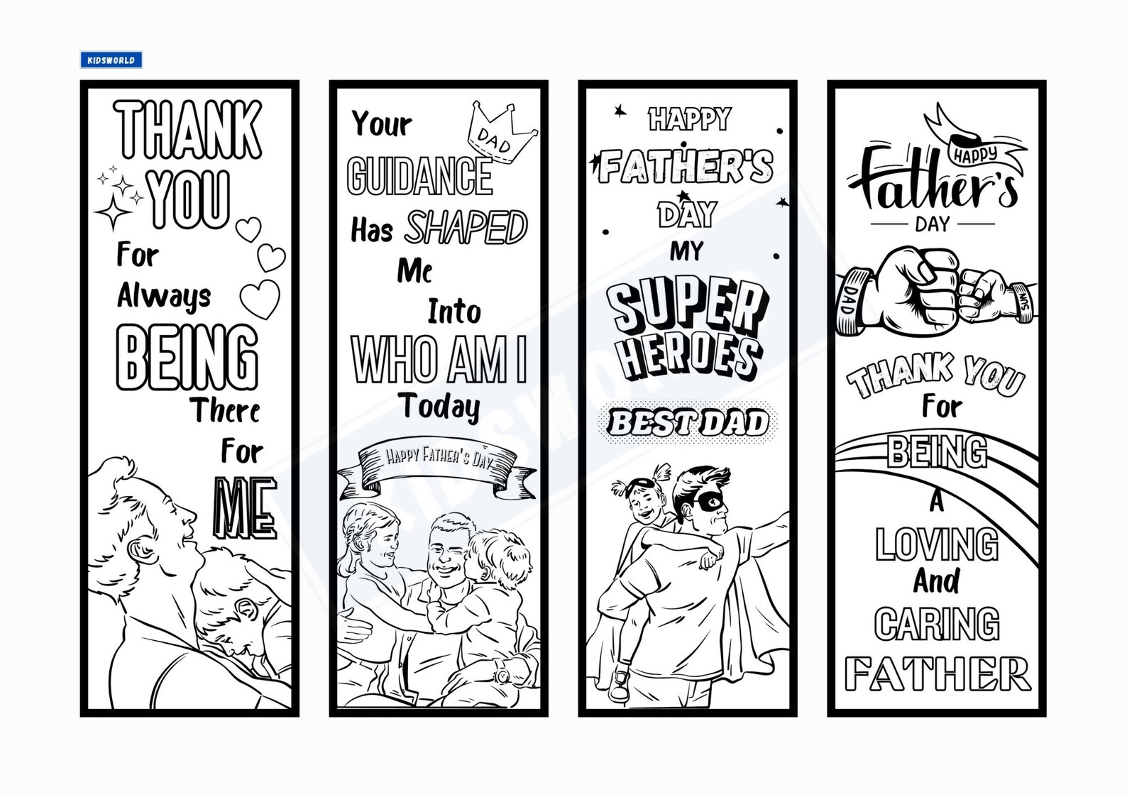 Father's Day Coloring Bookmarks Happy Father's Day - Etsy