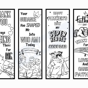Father's Day Coloring Bookmarks, Happy Father's Day Bookmarks, 4 DIY ...