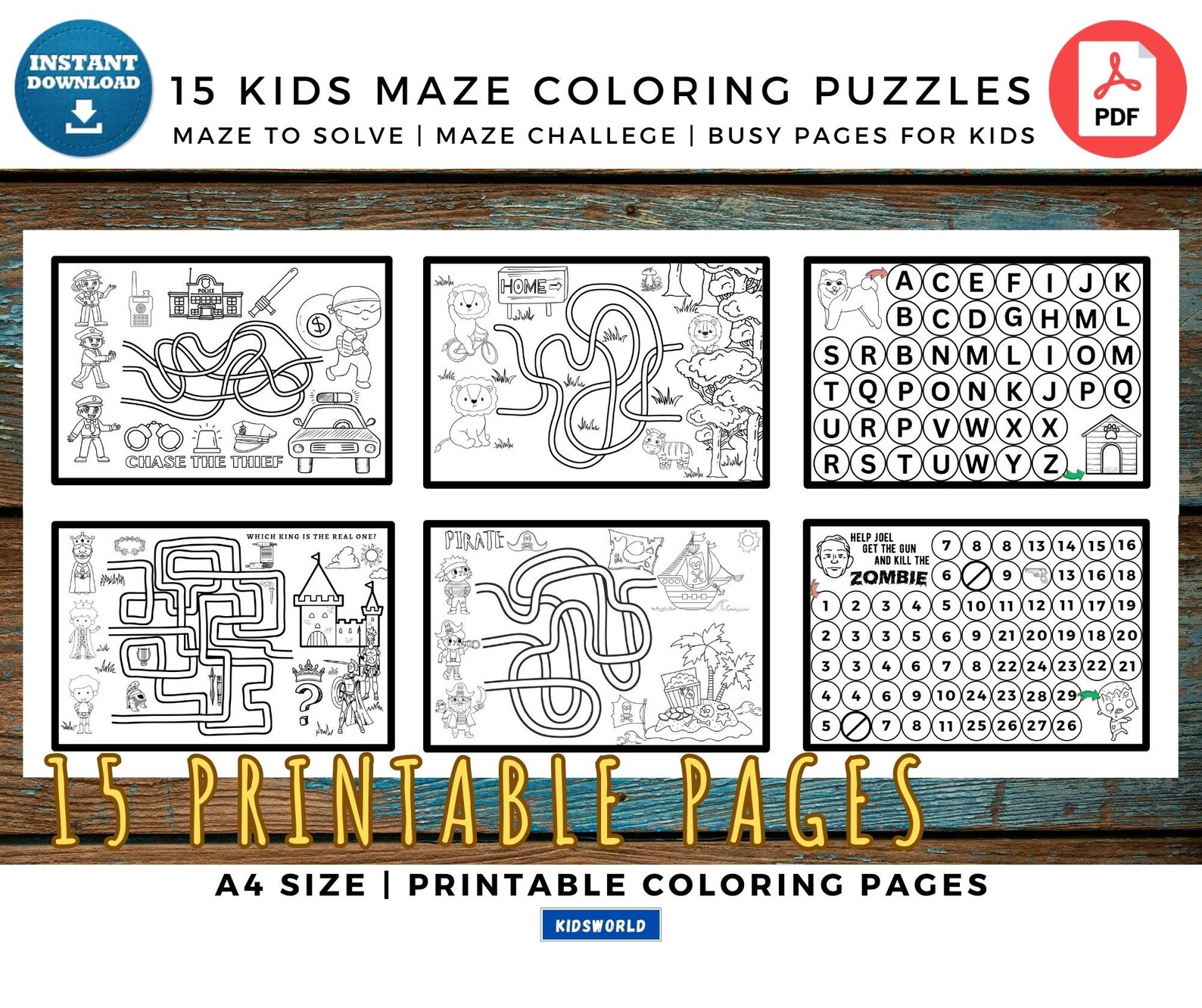 Printable MAZE Challenge Coloring Pages for Kids 15 Pages | Children's ...