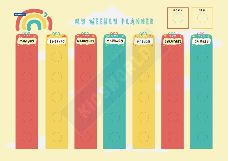 Weekly Planner for Kids, Kids Weekly Planner Printable Pages, Visual ...