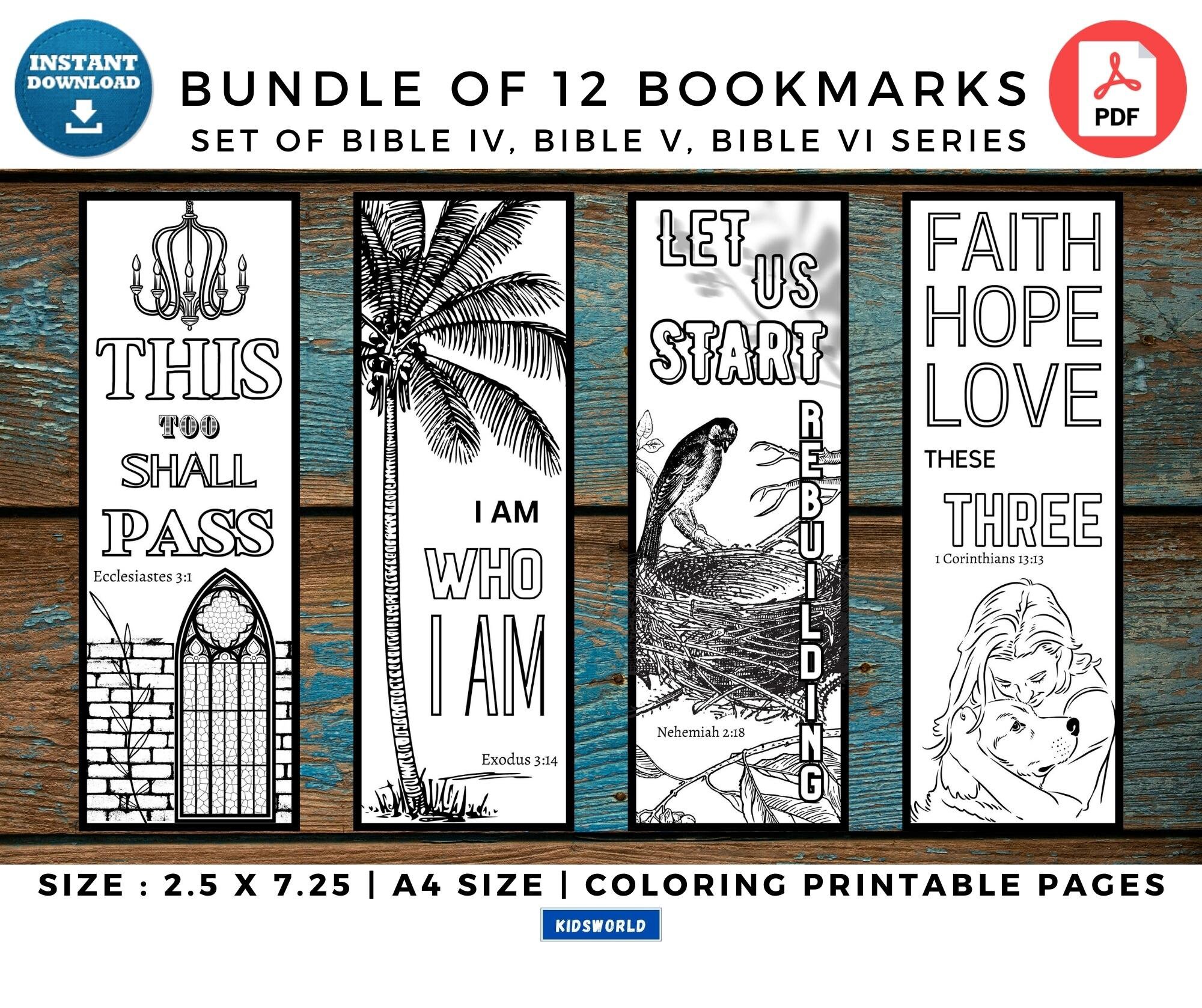 Bundle of 12 Printable Coloring Bible Bookmarks for All Age. - Etsy