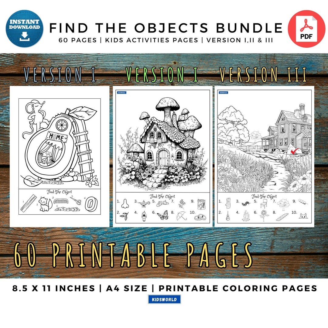 Find the Objects Activities Bundle Printable Pages| Kids Fun Activity ...