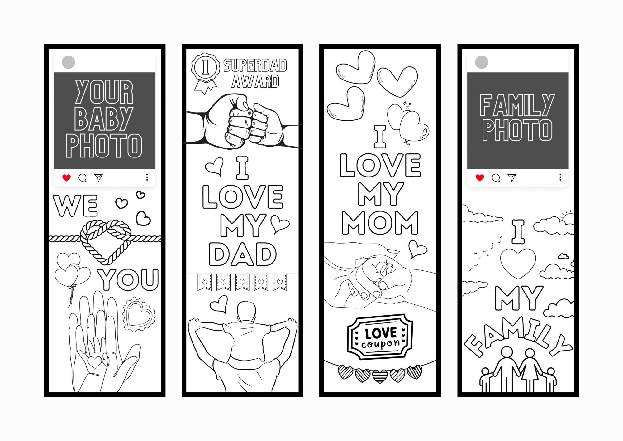 Bundle 12 Pages of Printable Coloring Bookmarks for All Age. Instant ...