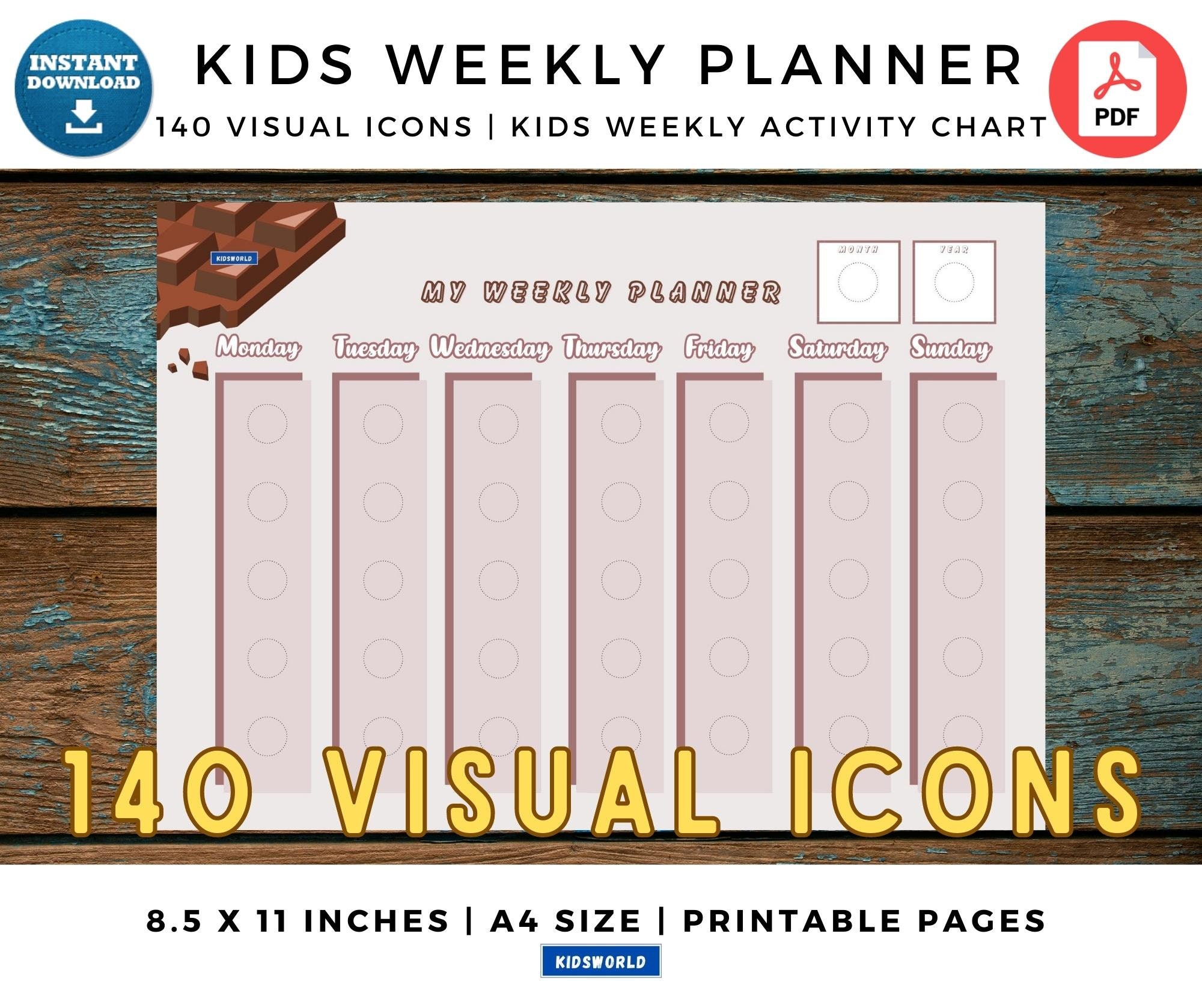 Weekly Planner for Kids, Kids Weekly Planner Printable Pages, Visual ...