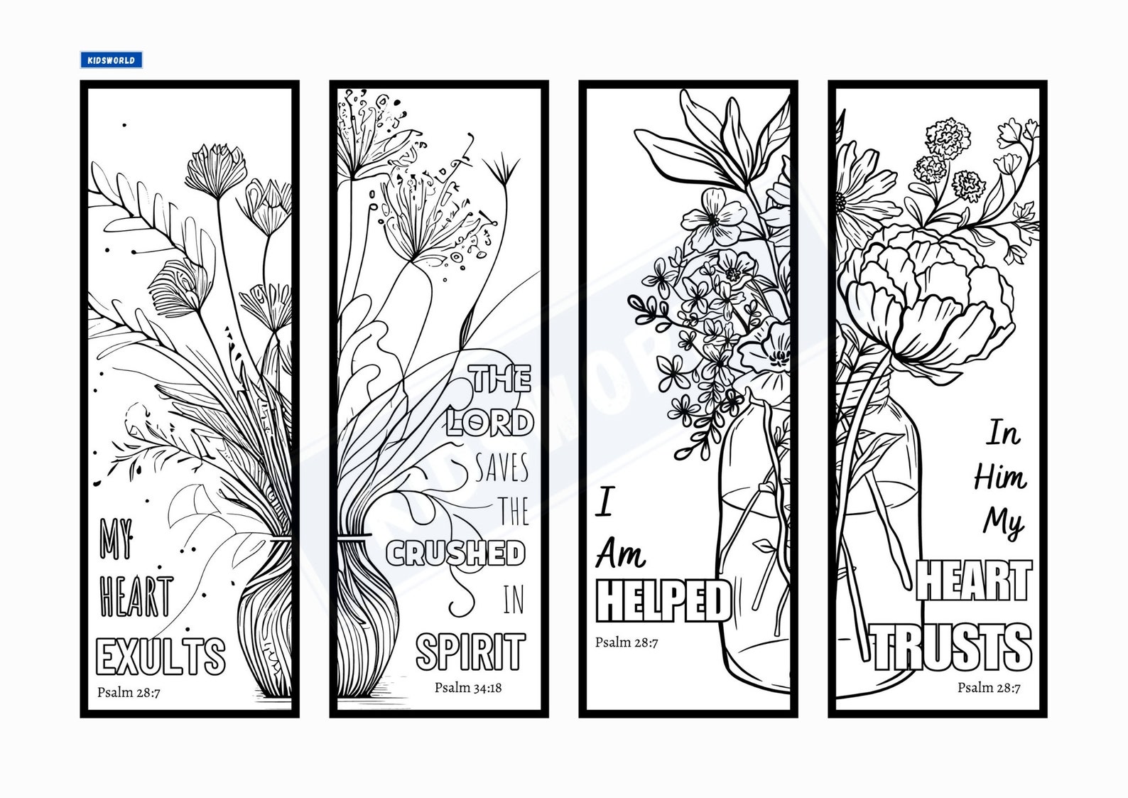 Bible Verse XXII Printable Coloring Bookmarks for All. Instant Download ...