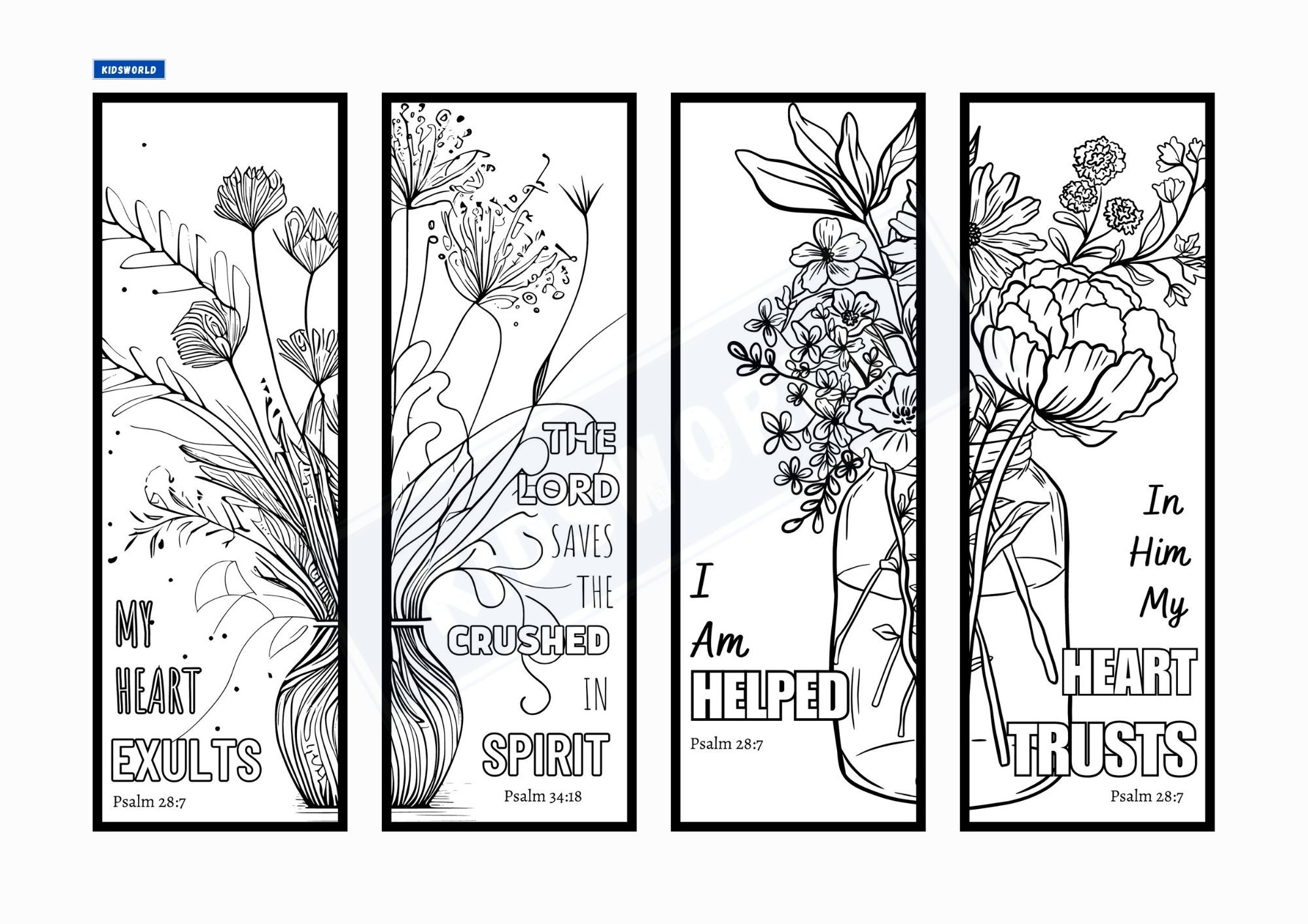 Bible Verse XXII Printable Coloring Bookmarks for All. Instant Download ...