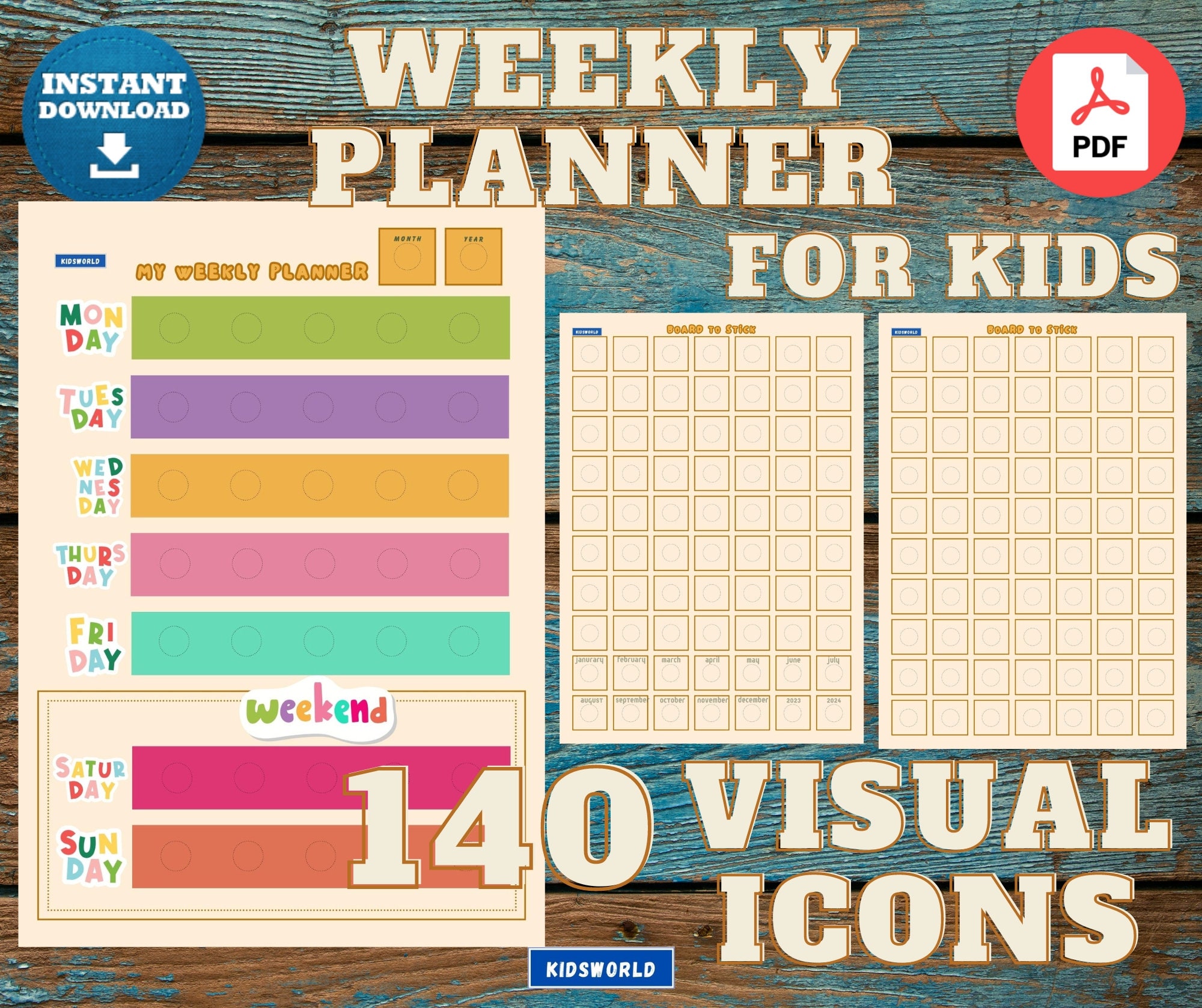 Weekly Planner, Weekly Planner for Kids, Kids Weekly Planner Printable ...