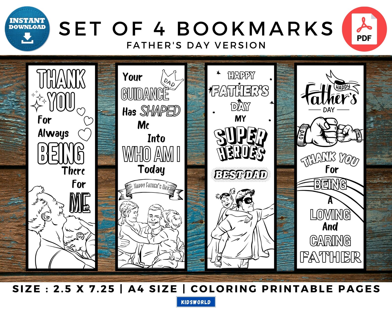 Father's Day Coloring Bookmarks Happy Father's Day - Etsy