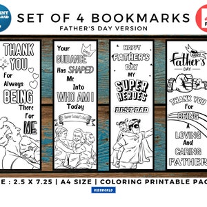 Father's Day Coloring Bookmarks, Happy Father's Day Bookmarks, 4 DIY ...