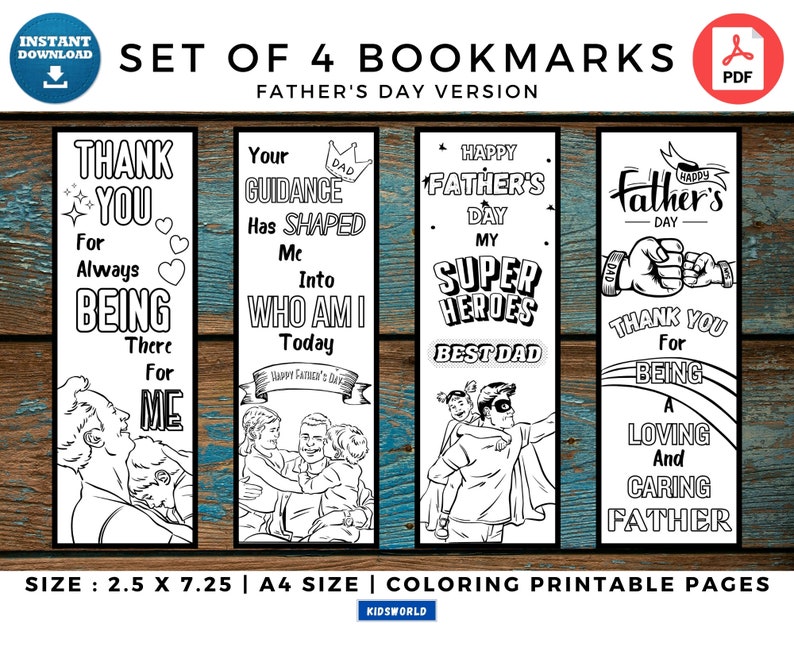 Father's Day Coloring Bookmarks Happy Father's Day - Etsy