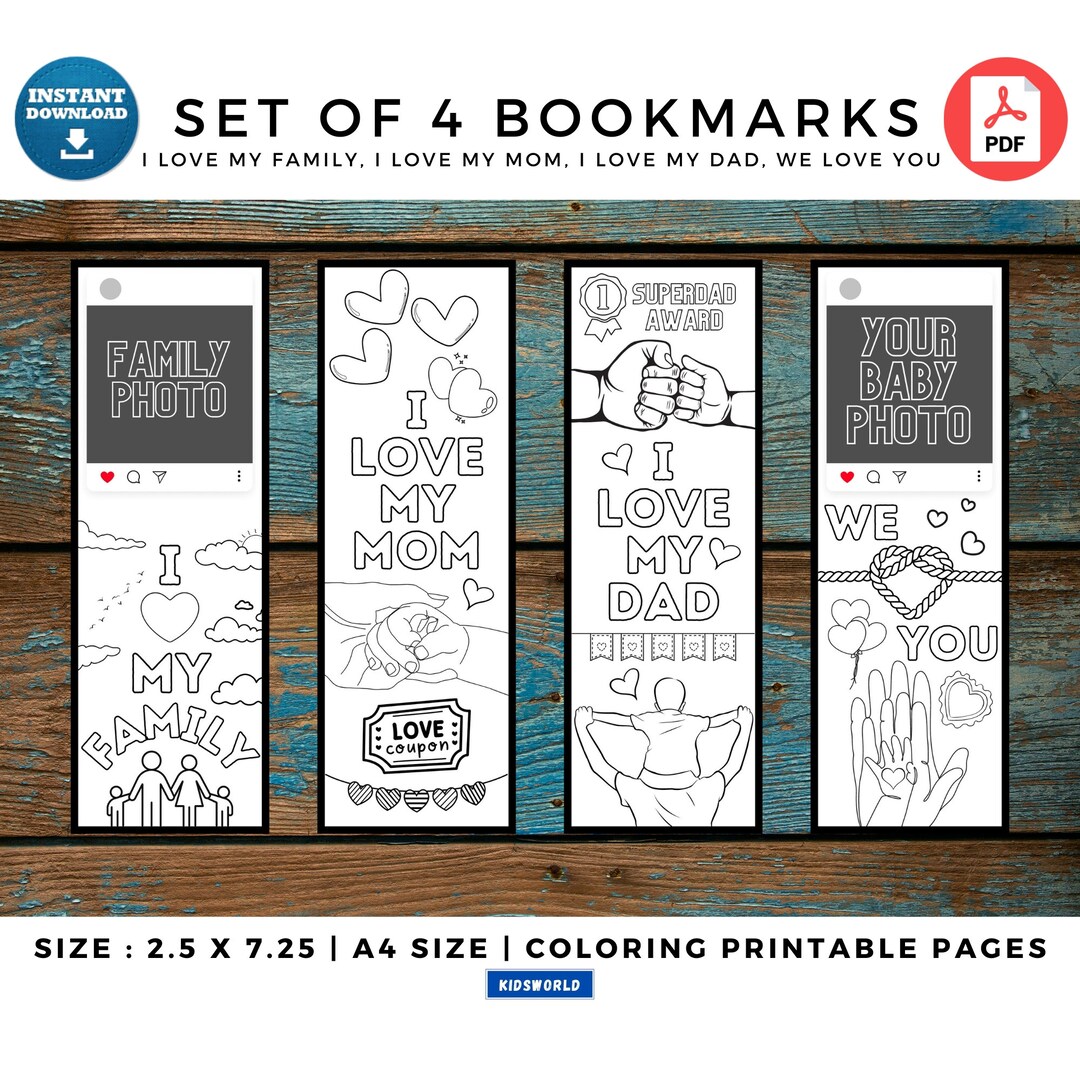 Printable Coloring Bookmarks for All Age. Instant Digital Download. 4 ...