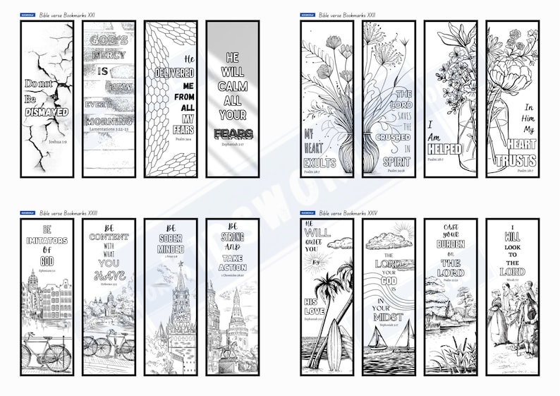 Bundle Bible Verse Printable Coloring Bookmarks for All, 108 Pages ...