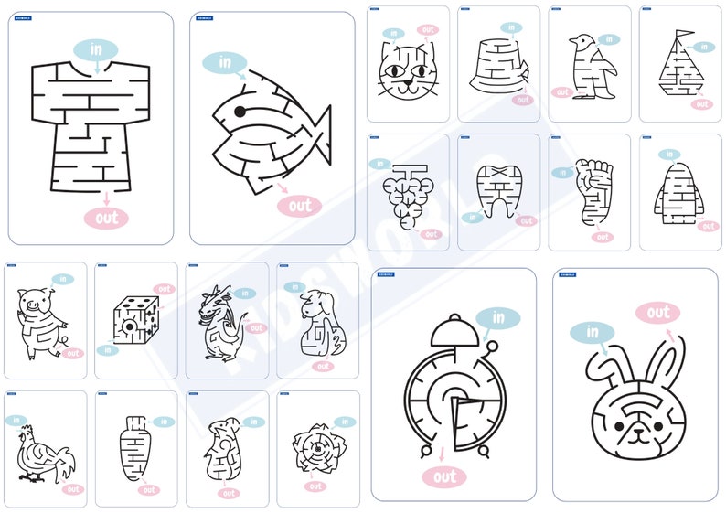 Printable MAZE Challenge Pages for Toddlers | 62 Pages | Easy Mode ...