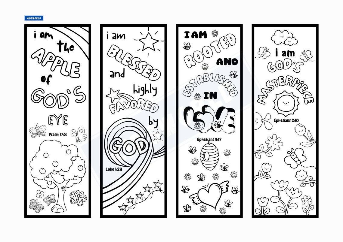 Kids Bundle 12 Printable Coloring Bible Bookmarks for Kids. Instant ...