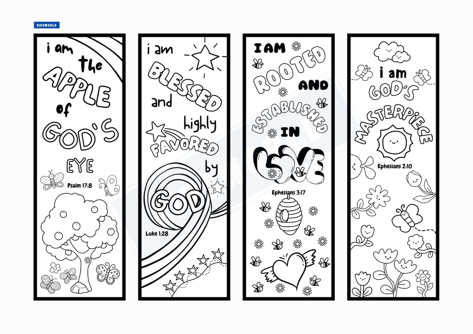 Kids Bundle 12 Printable Coloring Bible Bookmarks for Kids. Instant ...