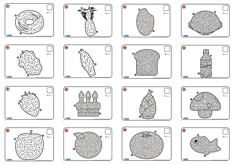 Printable MAZE Challenge Pages for Kids 44 Pages.(stage 1-2) | Children ...