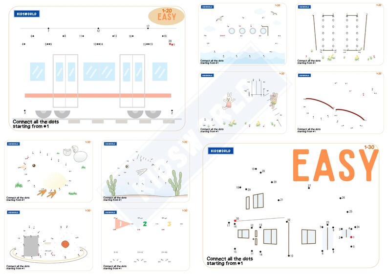 Connect the Dots Printable Pages for ALL (44 Pages), Dot to Dot Puzzle ...