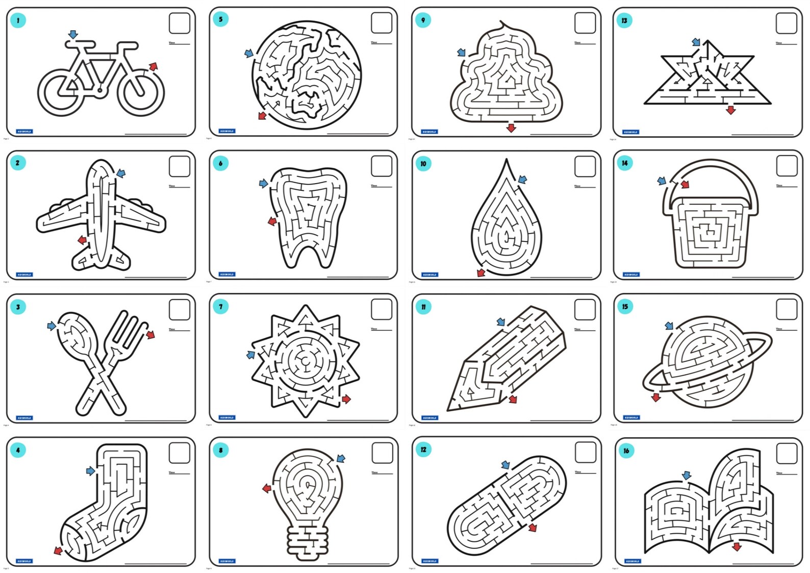 Printable MAZE Challenge Pages for Kids 94 Pages.(stage 1-2) | Children ...