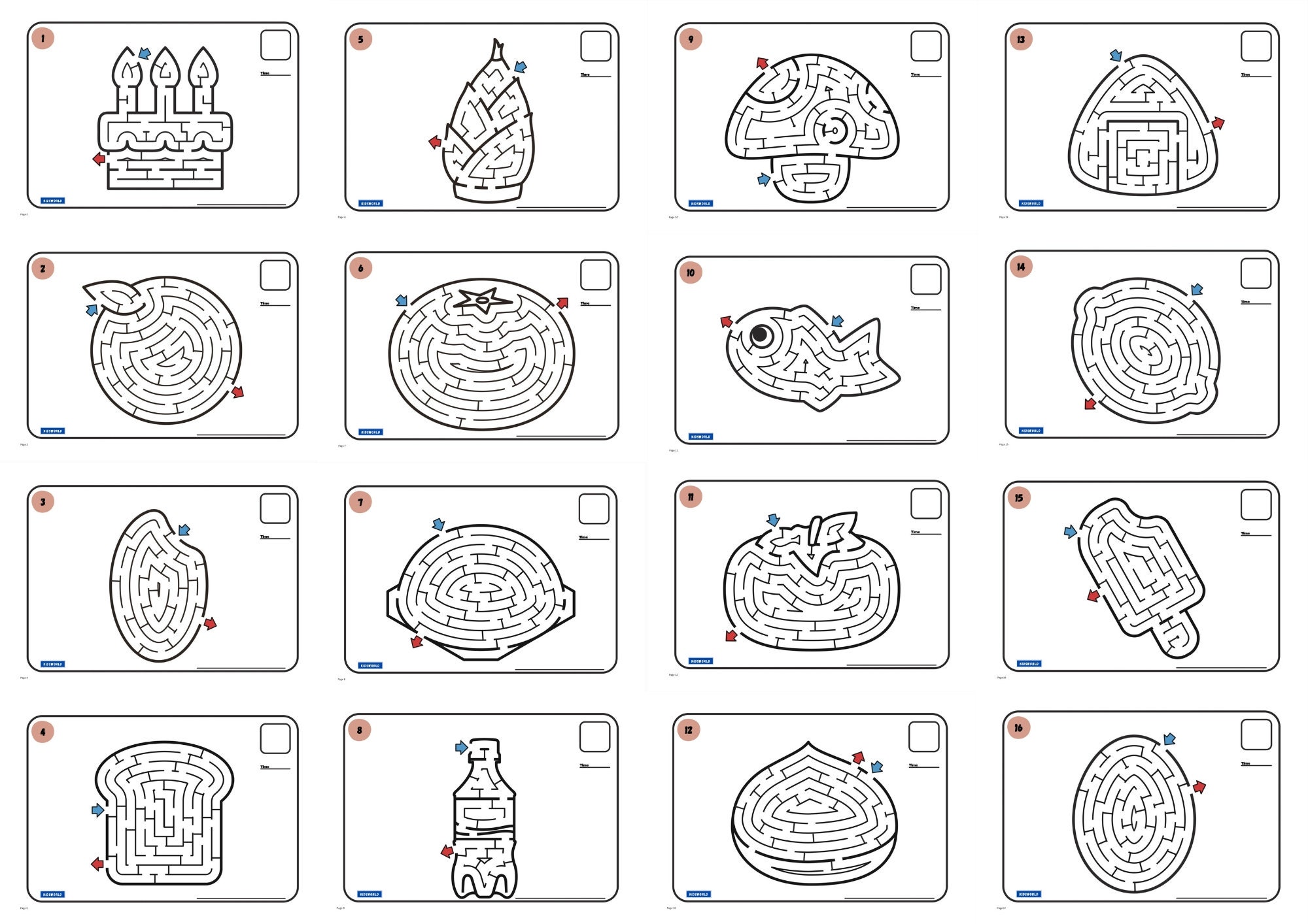 Printable MAZE Challenge Pages for Kids 44 Pages.(stage 1-2) | Children ...
