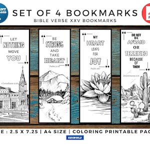 Bible Verse XXV Printables Coloring Bookmarks for All, 4 DIY Bookmarks ...