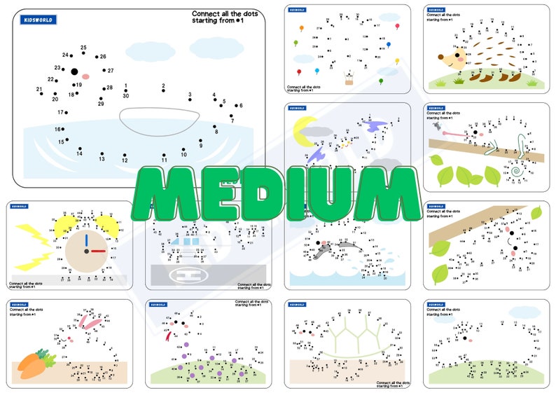 Connect the Dots Printable Pages for Kids, Ages 3-12 , 33 Pages, Dot to ...