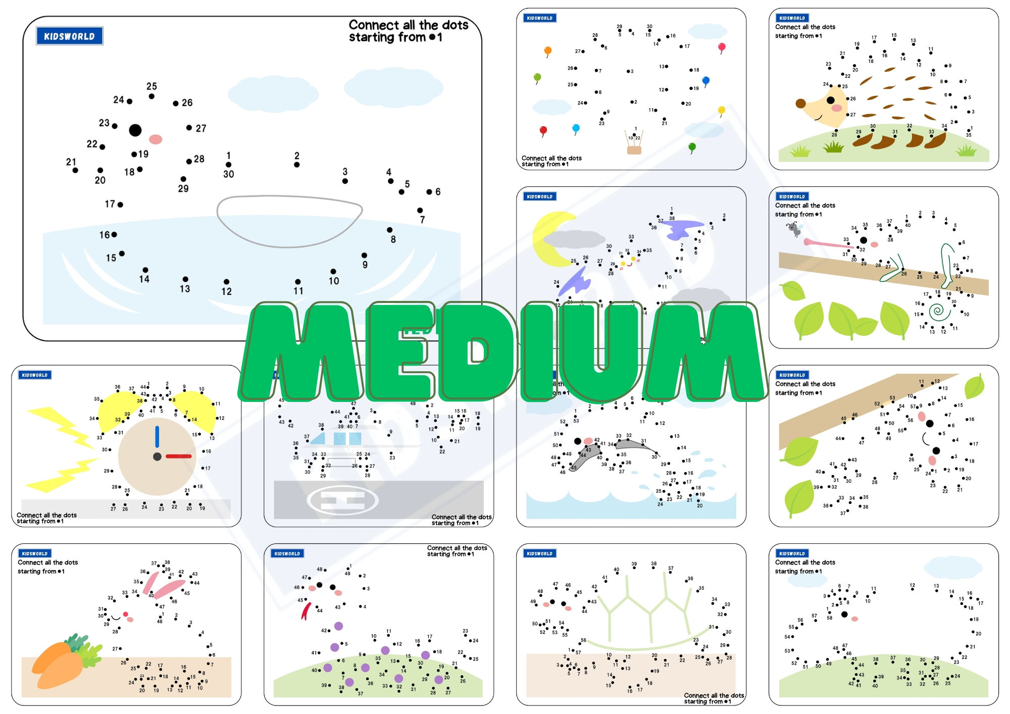 Connect the Dots Printable Pages for Kids, Ages 3-12 , 33 Pages, Dot to ...