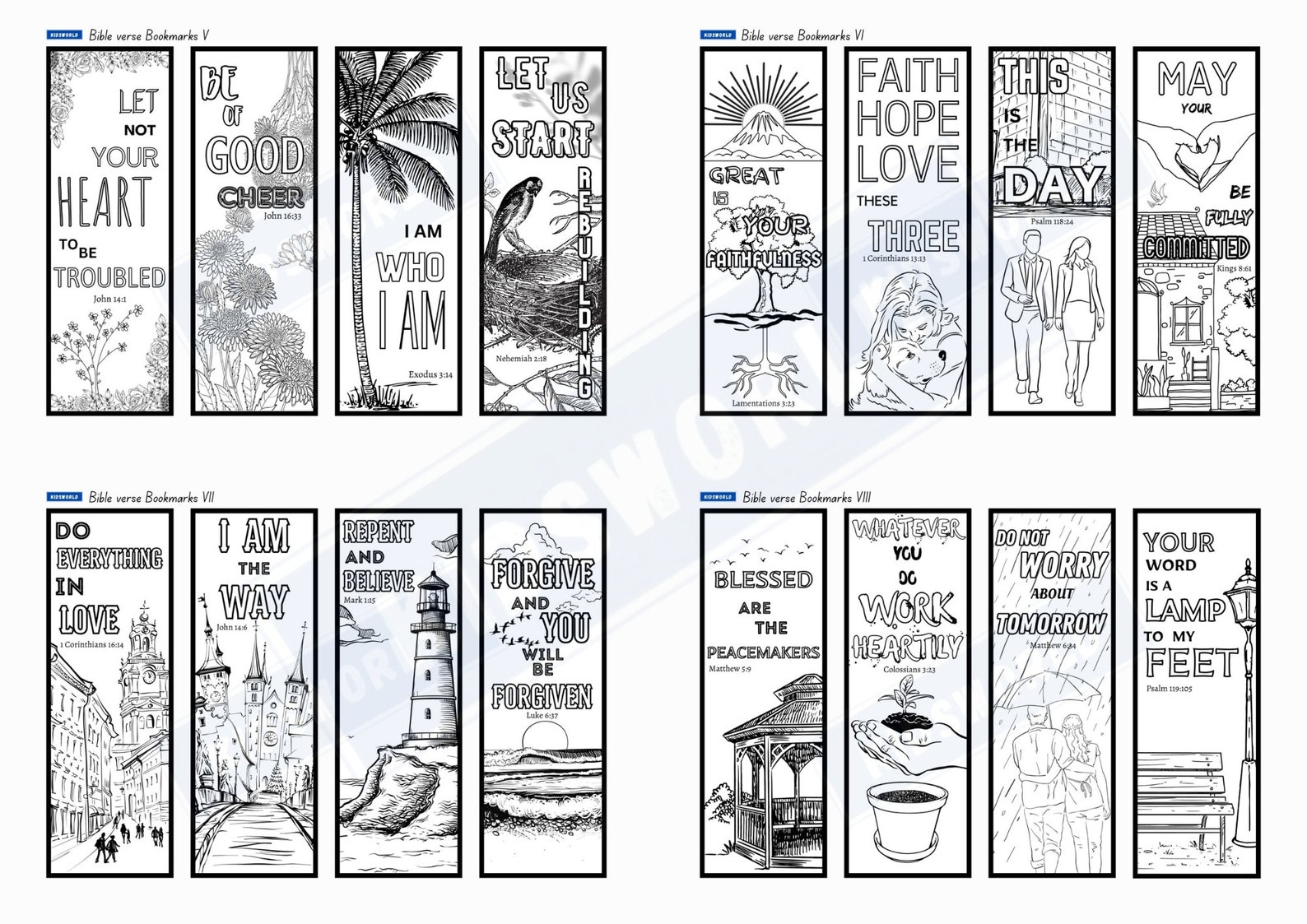 Bundle Bible Verse Printable Coloring Bookmarks for All, 108 Pages ...