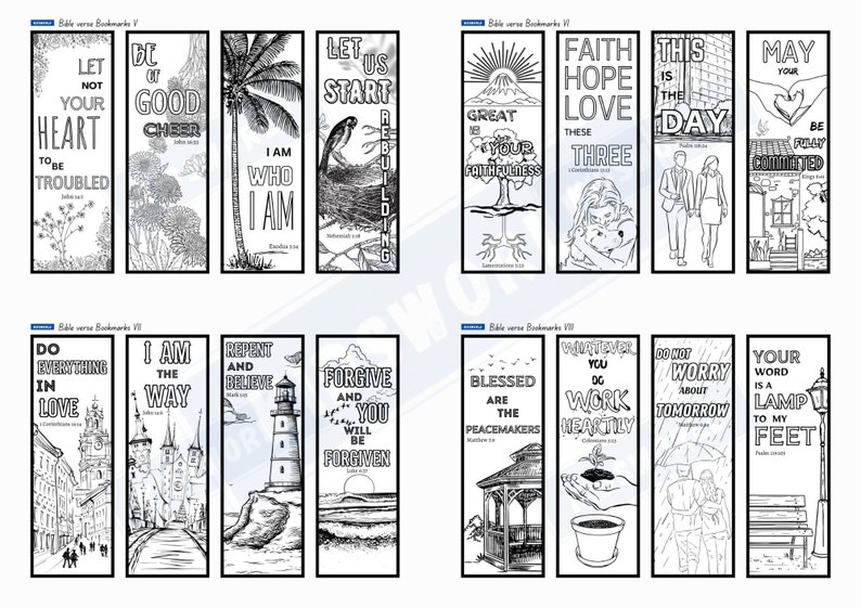 Bundle Bible Verse Printable Coloring Bookmarks for All, 108 Pages ...