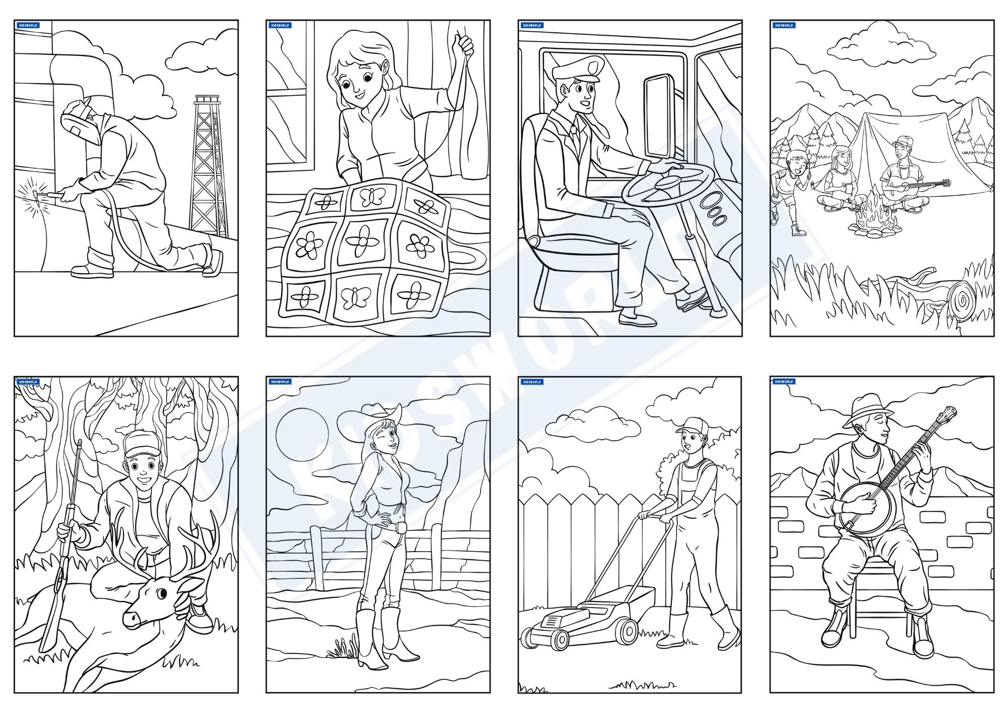 Pastime Printable Coloring Pages Busy Coloring Pages for All Occupation ...