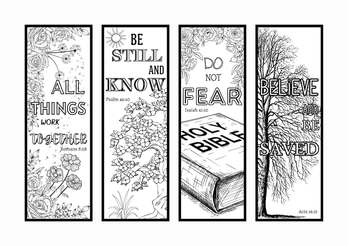 Bible Verse Lll Printable Coloring Bookmarks Instant Download. 4 DIY ...