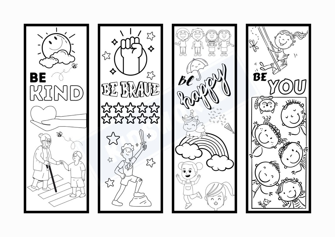Bundle 12 Pages of Printable Coloring Bookmarks for Kids. Instant ...