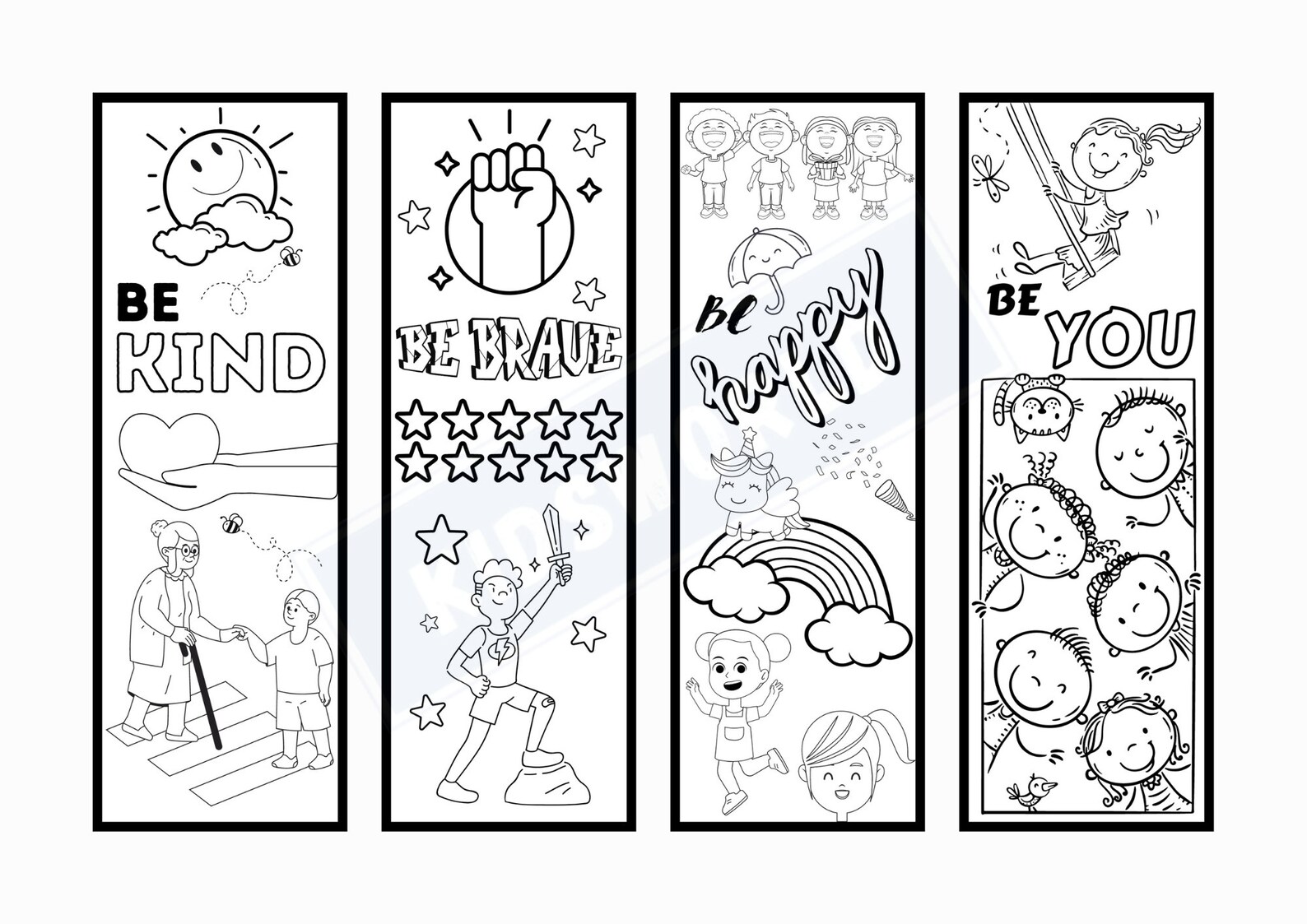 Bundle 12 Pages of Printable Coloring Bookmarks for Kids. Instant ...