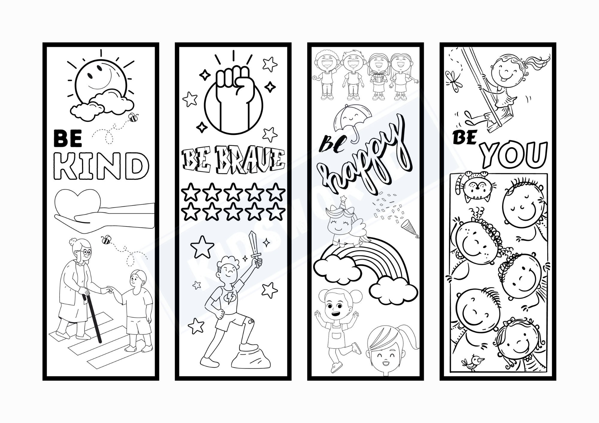 Bundle 12 Pages of Printable Coloring Bookmarks for Kids. Instant ...