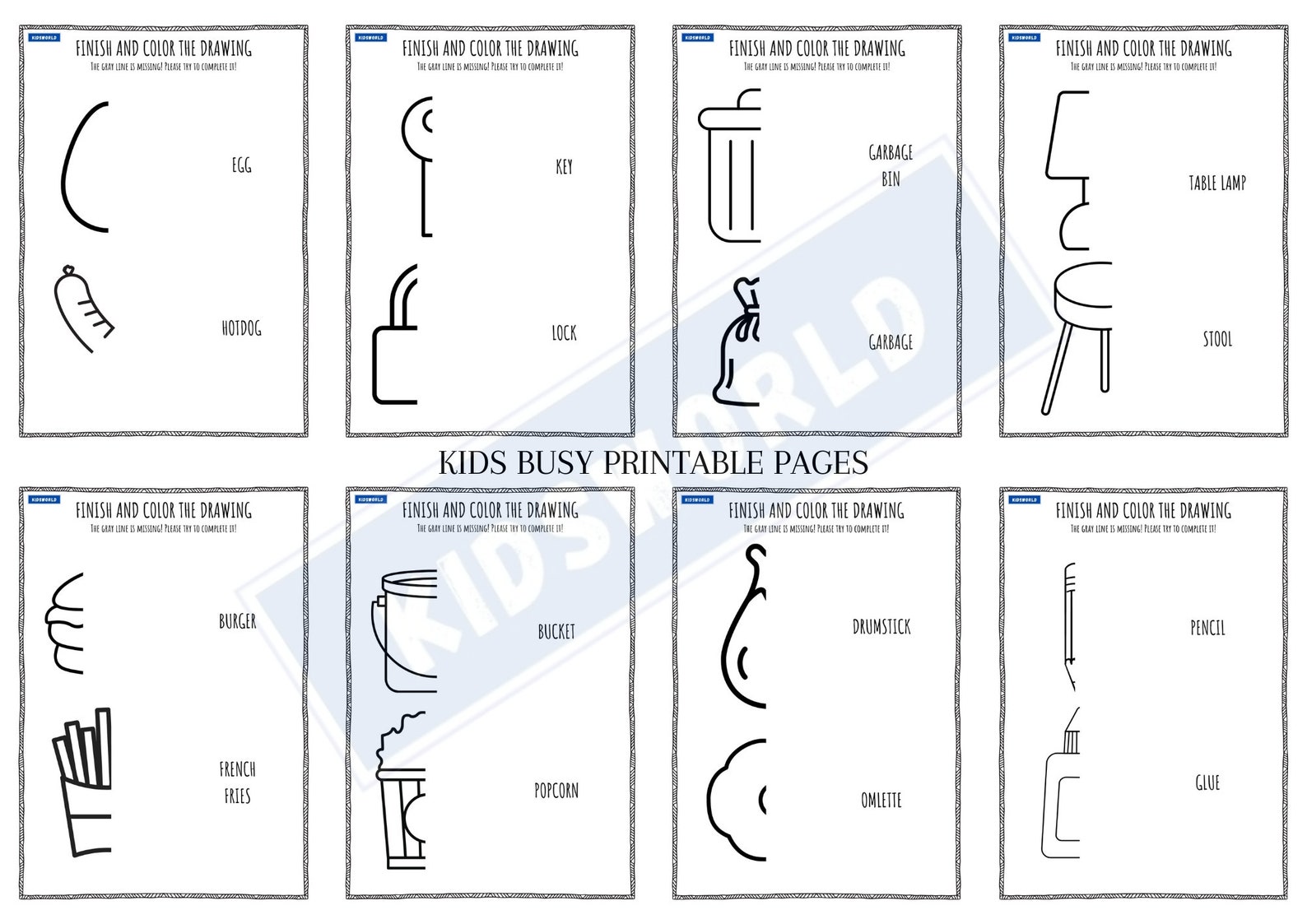 Finish the Drawing Printable Activities for Kids | Kids Busy Coloring ...