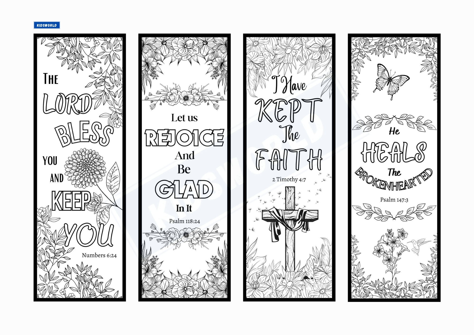 Bundle of 12 Printable Coloring Bible Bookmarks for All Age. Instant ...