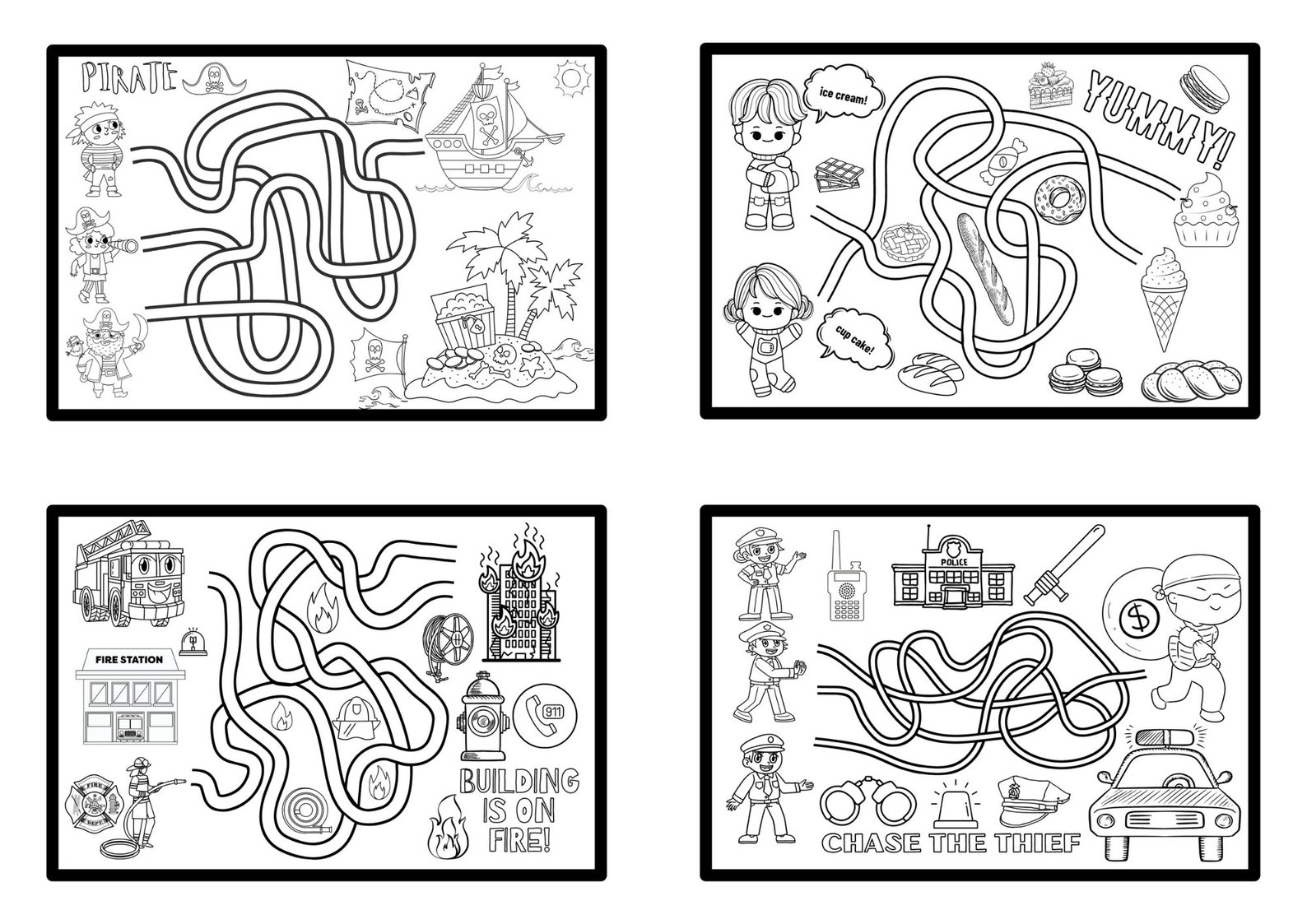 Printable MAZE Challenge Coloring Pages for Kids 15 Pages | Children's ...